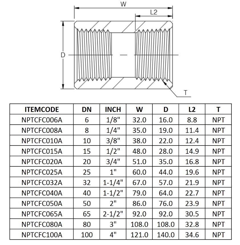 15NPT CL3000 FULL COUPLING 316 - Prochem